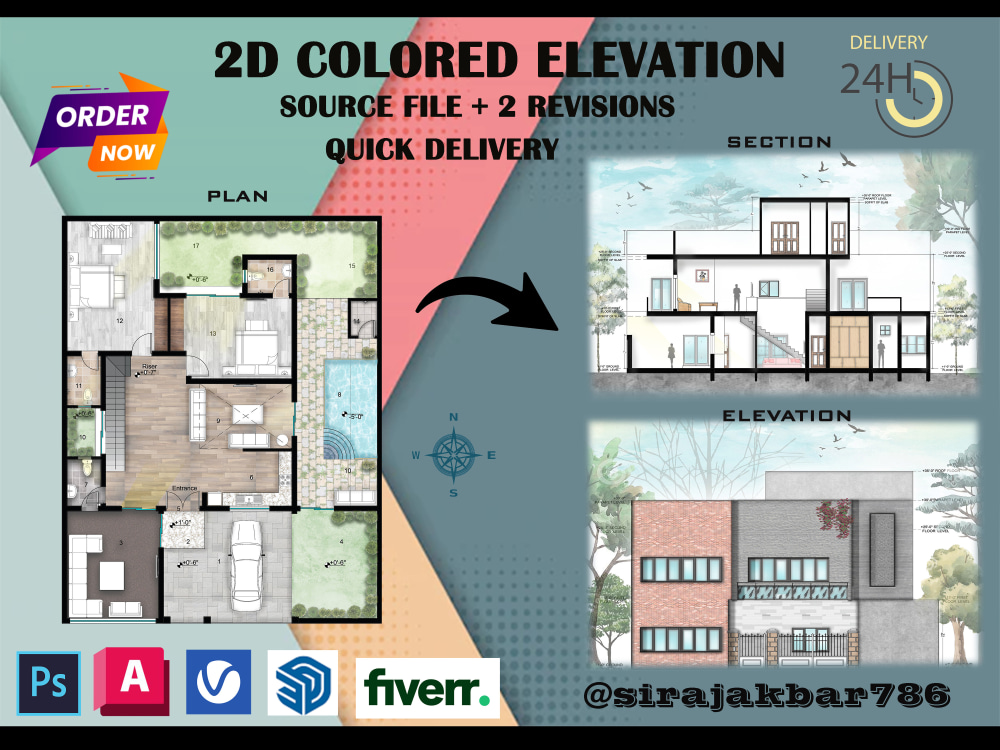 Create 2d renders of plans, sections and elevations | Upwork