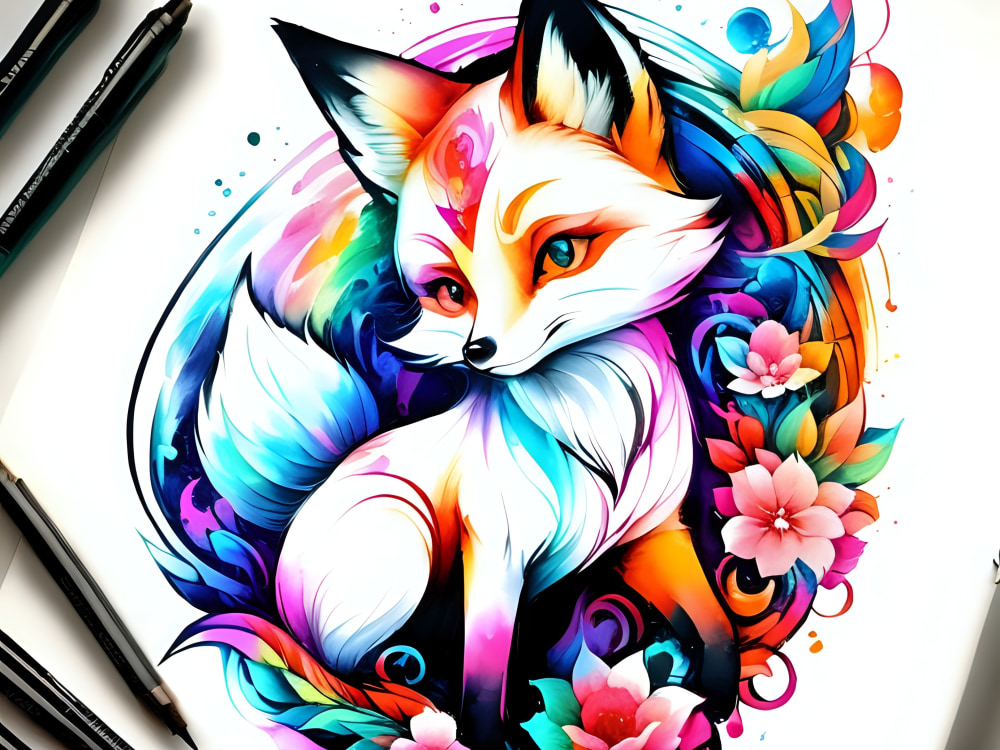 Cute little ANIMAL tattoos in felt pen drawing and colorful style. | Upwork