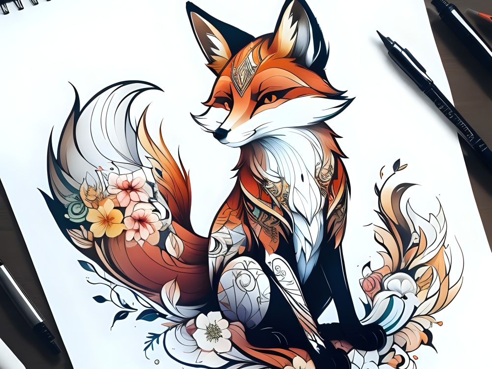 Cute little ANIMAL tattoos in felt pen drawing and colorful style. | Upwork