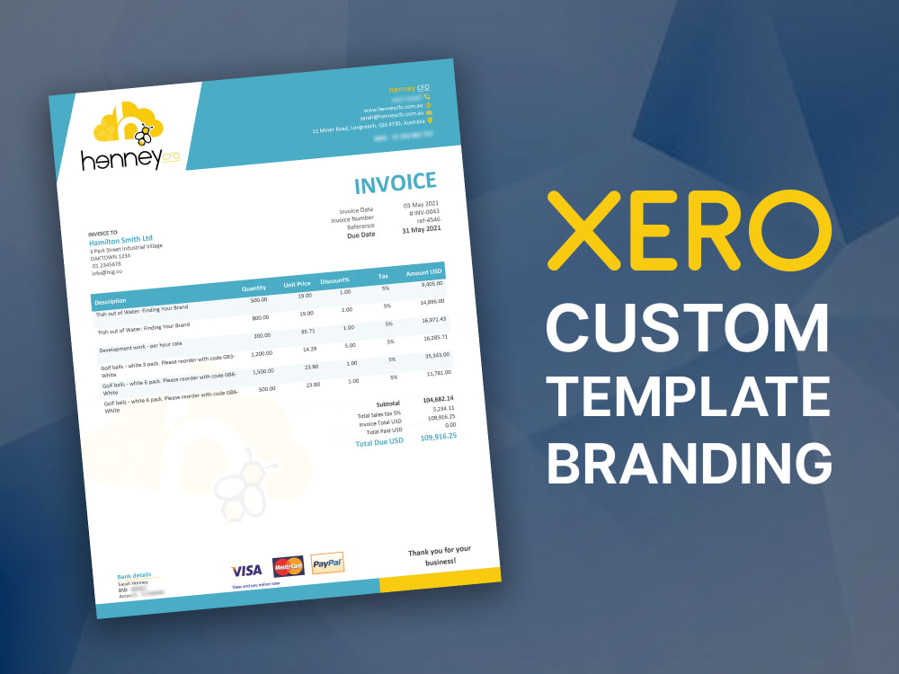 Xero custom templates branding design | Upwork