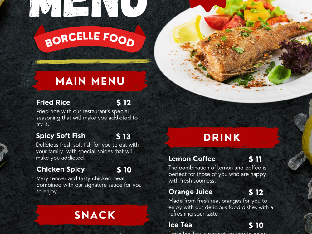 A beautiful menu to compliment any meal | Upwork