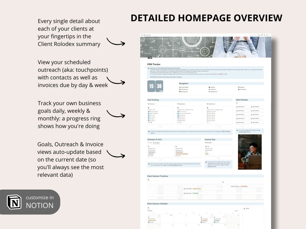 A premade CRM Tracker Notion Template | Upwork