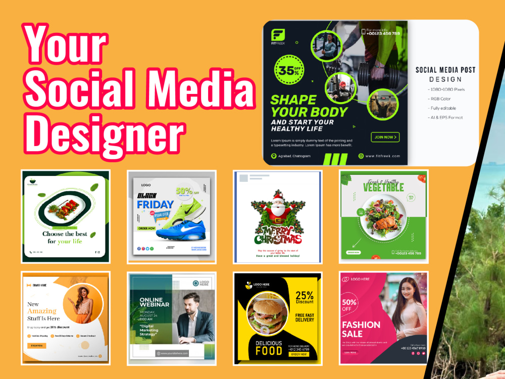 Pro social media post graphics for facebook, instagram, linkedin design ...