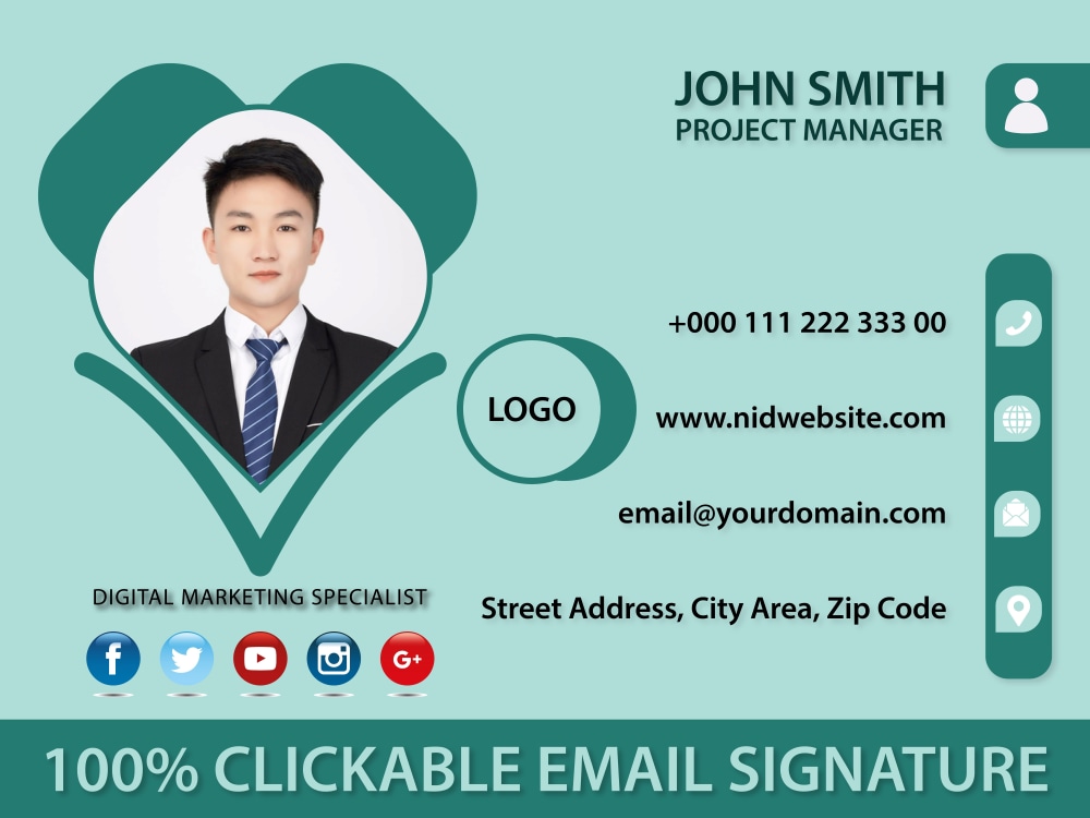 An amazing Clickable HTML Email Signature or Email Footer | Upwork