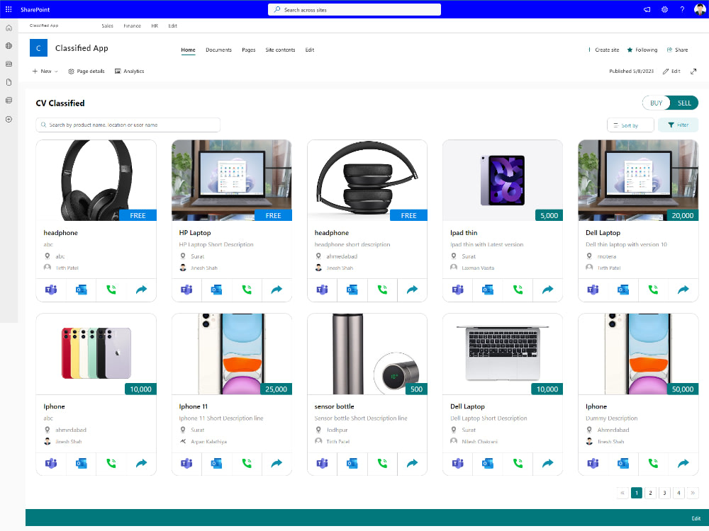 Modern Classified App for SharePoint Intranet | Upwork
