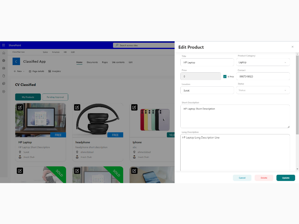 Modern Classified App for SharePoint Intranet | Upwork