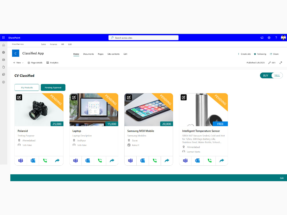 Modern Classified App for SharePoint Intranet | Upwork
