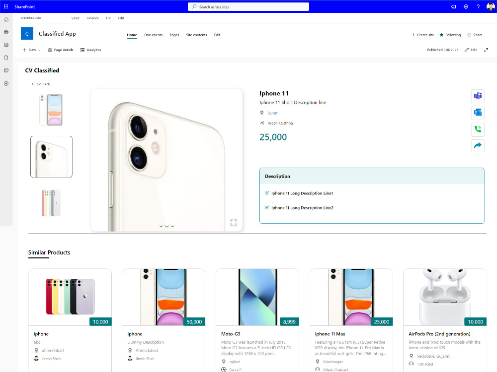 Modern Classified App for SharePoint Intranet | Upwork