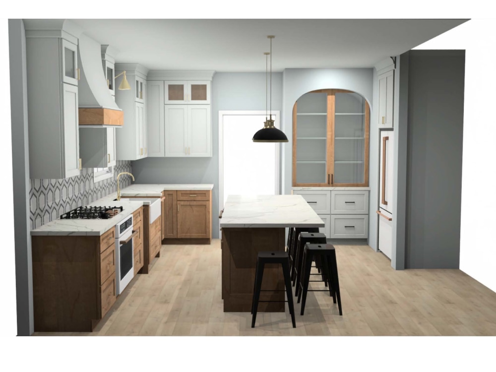 Kitchen Design packet with a floor plan, elevations and 3D color ...