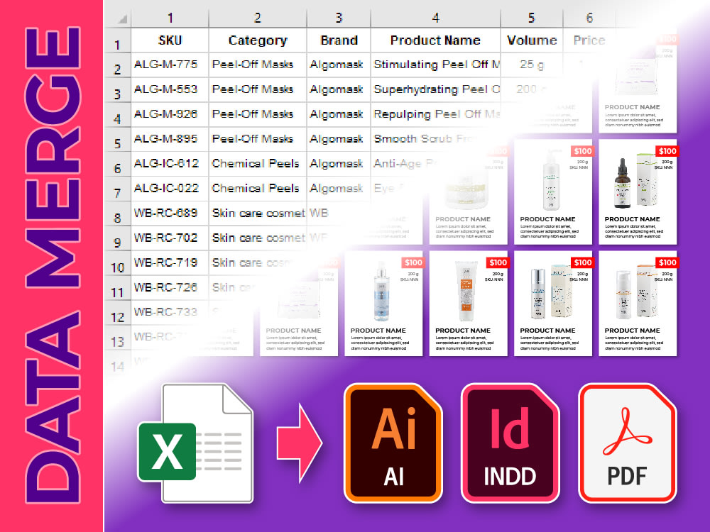 Data Merge from Excel Spreadsheet/CSV to InDesign or Illustrator | Upwork