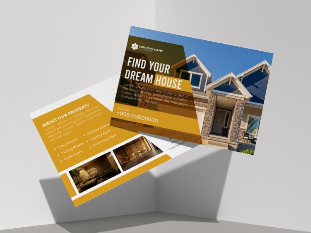 Direct mail, real estate, promotional postcard card or greetings card ...