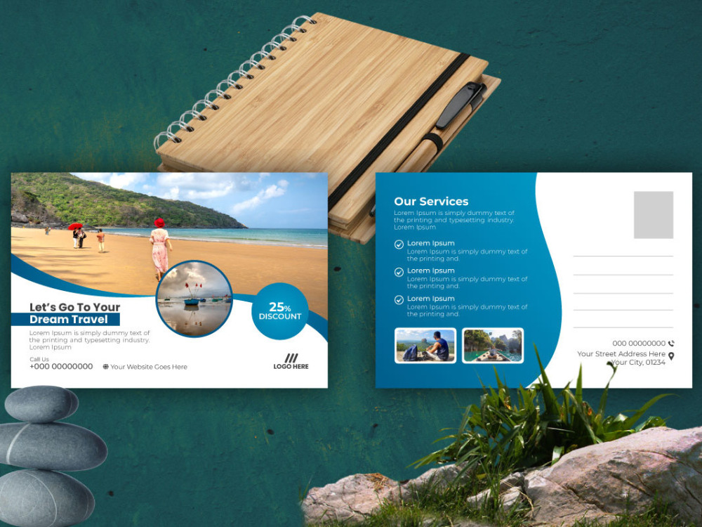 Direct mail, real estate, promotional postcard card or greetings card ...