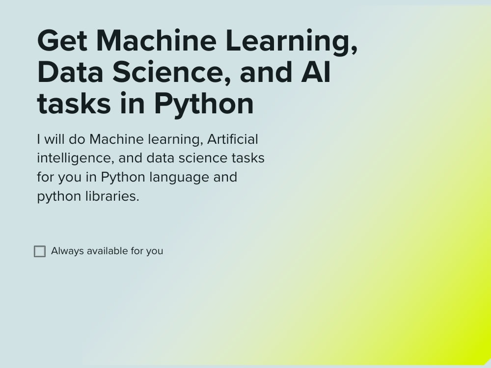 Machine Learning, Data Science, and AI tasks in Python | Upwork