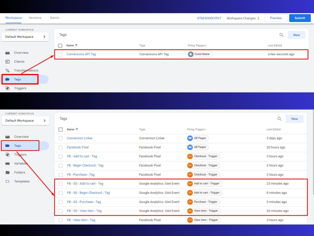 Setup facebook conversion API with gtm server side tracking by ga4 | Upwork