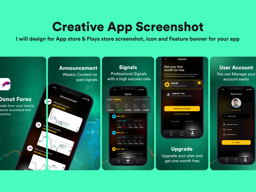 Professional App screenshots design for App Store & Play Store | Upwork