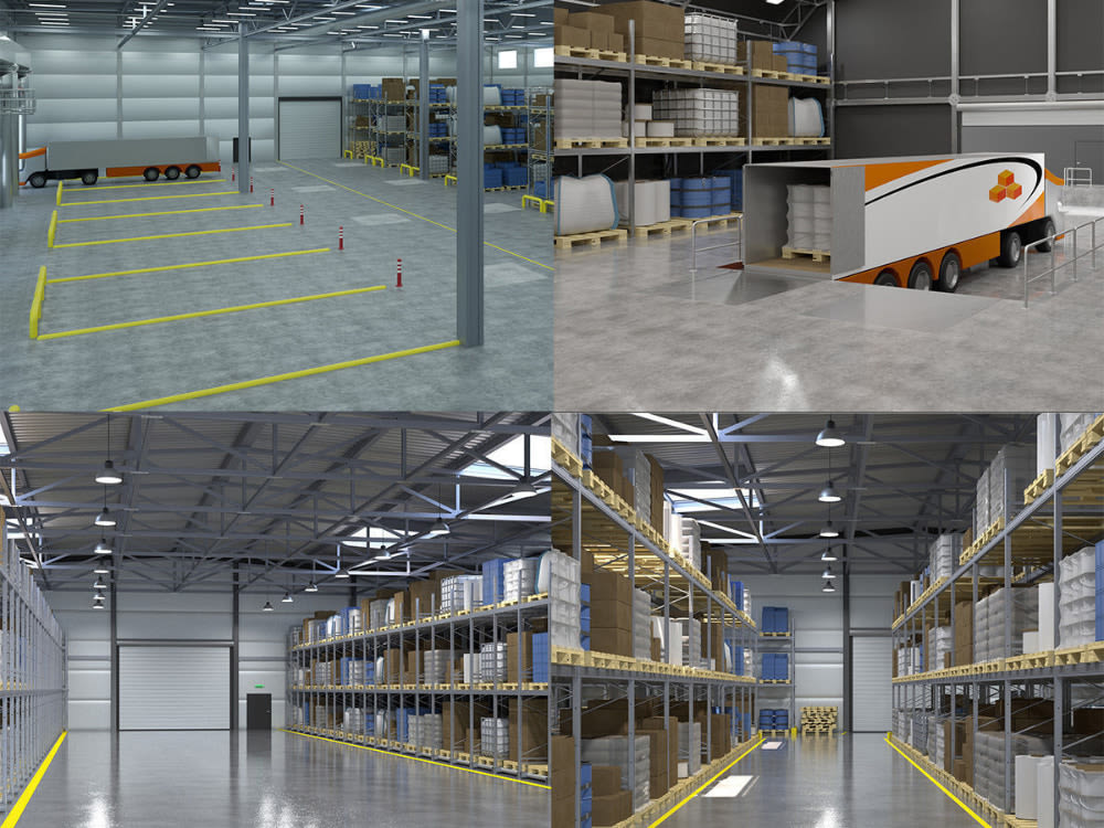 CGI quality rendering of 3D warehouse/commercial/industrial ...