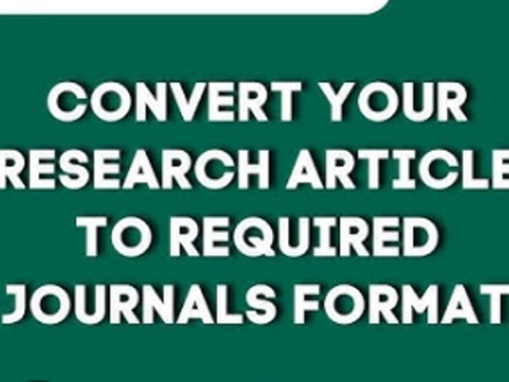 Research manuscript according to target journal requirements | Upwork