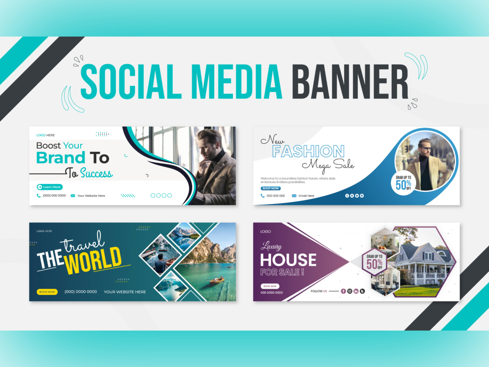 Eye-catchy social media cover or header banner ads design | Upwork