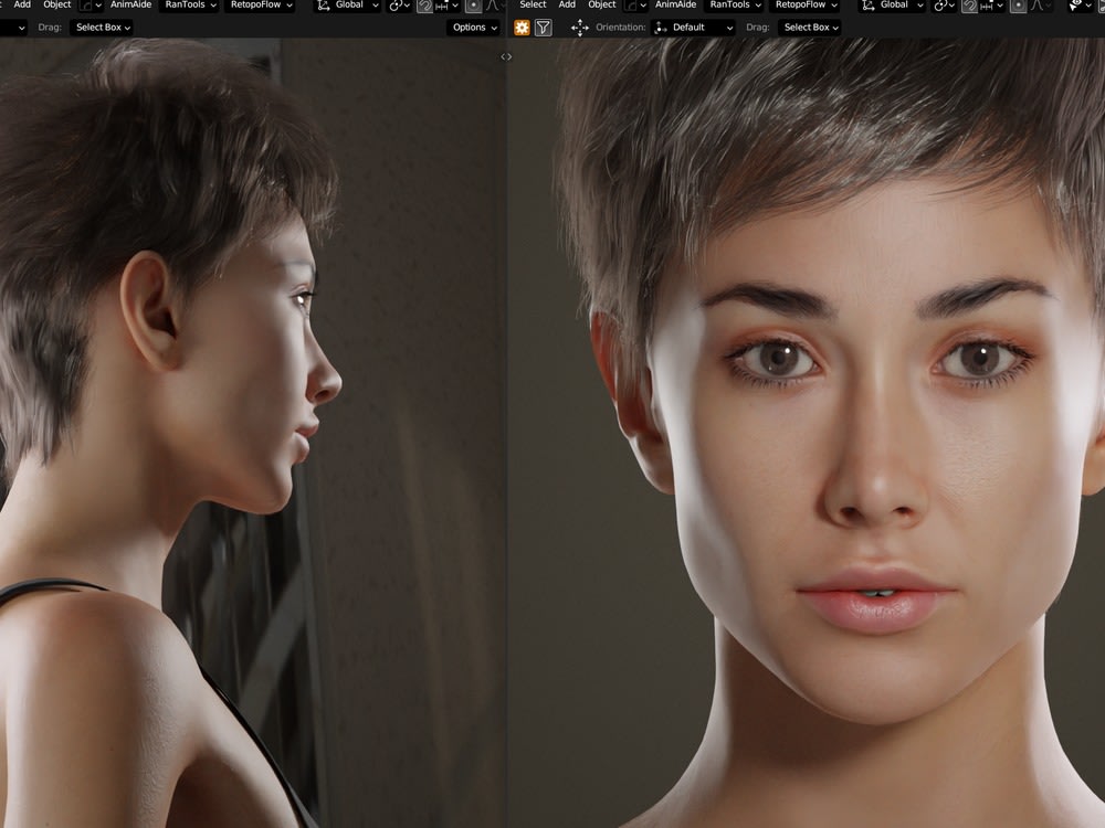 3d hyper realistic, humanoid, metahuman character, modeling for game ...