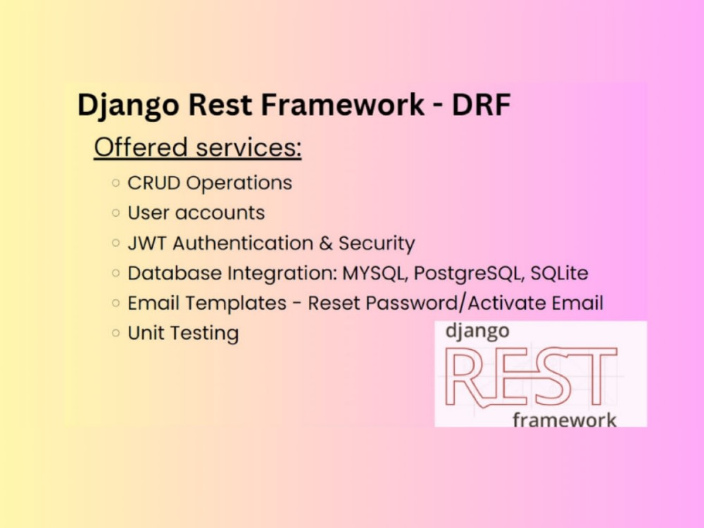 Rest Api Built With Django Rest Framework Jwt Auth Included Upwork