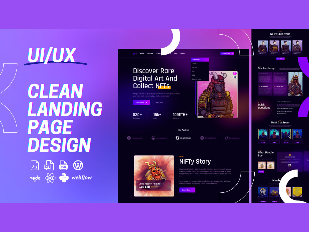 Figma UX UI or wordpress, webflow, shopify and react app landing page ...