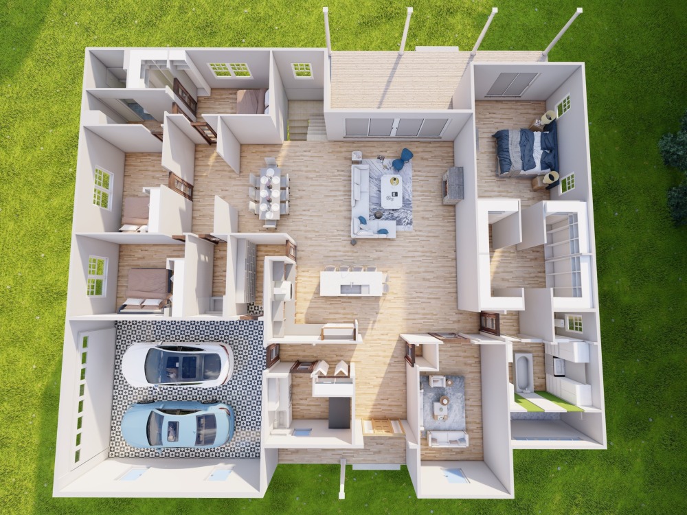 3D architectural floor plan modeling, interior, and exterior renderings ...