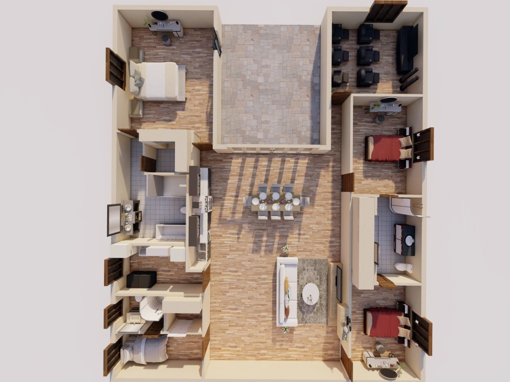 3D architectural floor plan modeling, interior, and exterior renderings ...