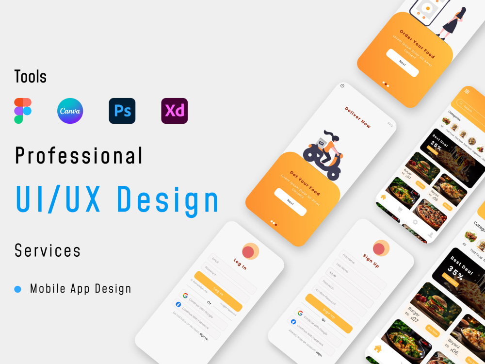 An interactive mobile app uiux, business app design and delivery app ...