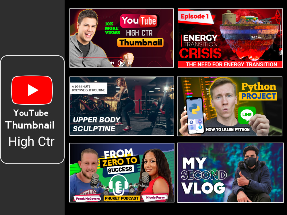 Excellent, attractive and High CTR YouTube thumbnail | social media Design | Upwork