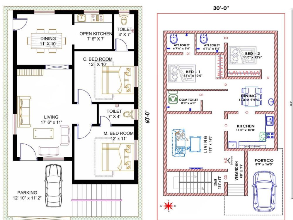 Detailed house design with elevations, x-sections and 3D | Upwork