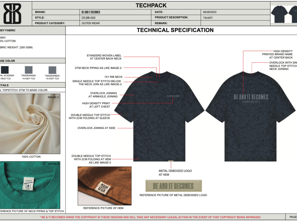 A detailed tech pack for making sample | Upwork