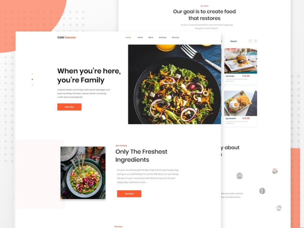 Responsive wordpress cafe food restaurant website landing page design ...