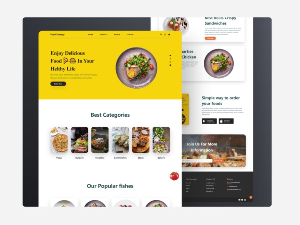 Responsive wordpress cafe food restaurant website landing page design ...