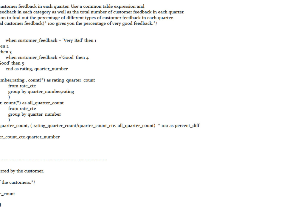 Accurate and Readable SQL/NOSQL Queries | Upwork Accurate and Readable SQL/NOSQL Queries | Upwork