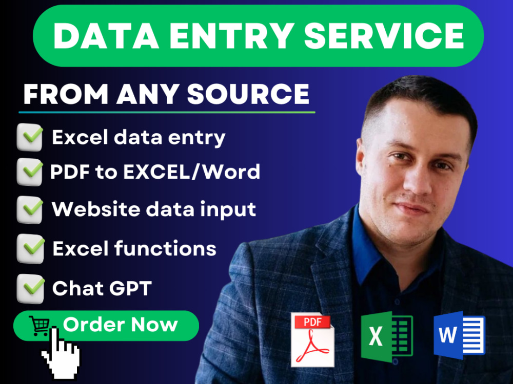Data entry / Web scraping / PDF conversion to Word and Excel / CSV | Upwork