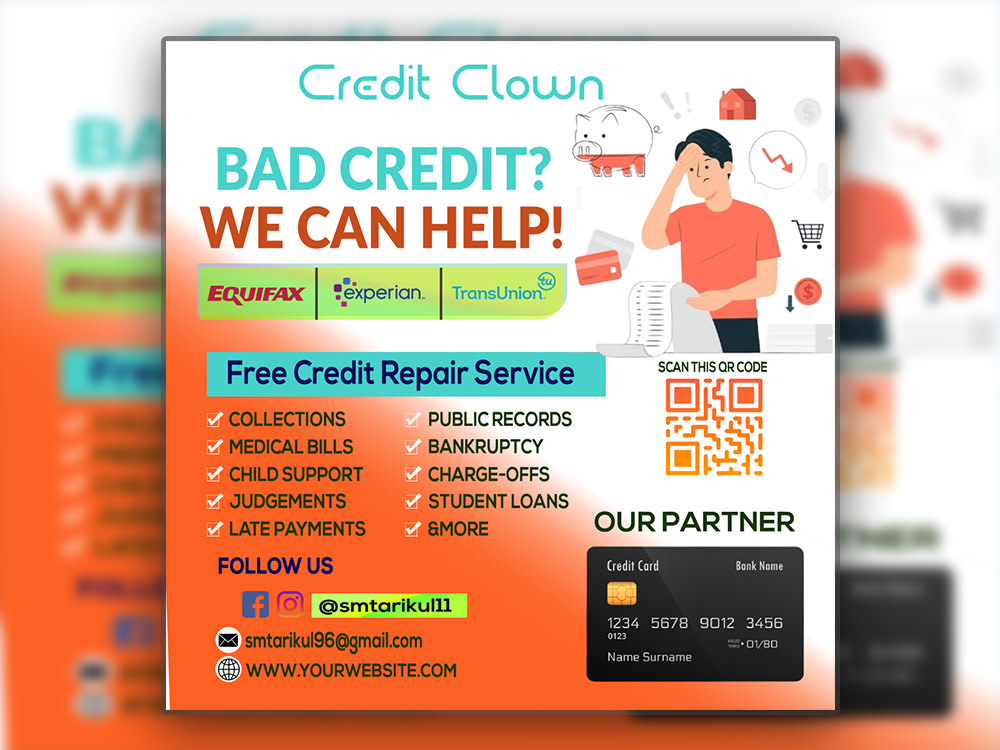 Unique credit repair flyer and credit score flyer | Upwork