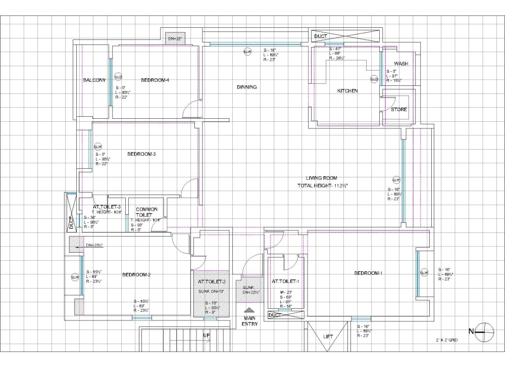 Scaled site plan drawing in Autocad from sketches and old blueprints ...