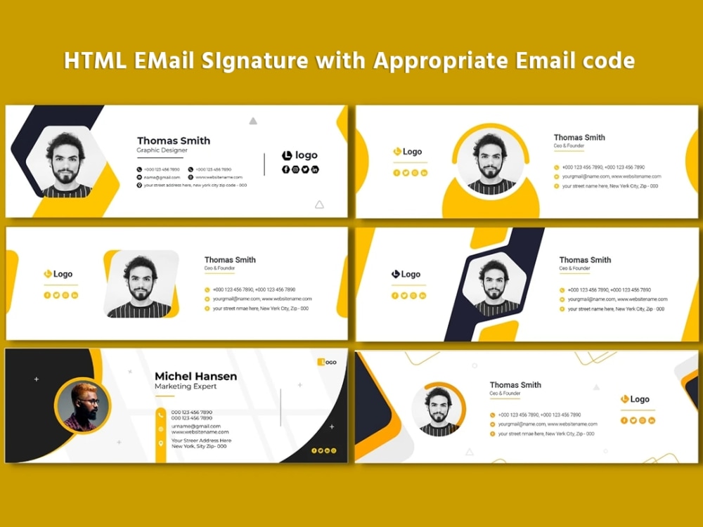 An eye-catchy, clickable, responsive HTML email signature | Upwork