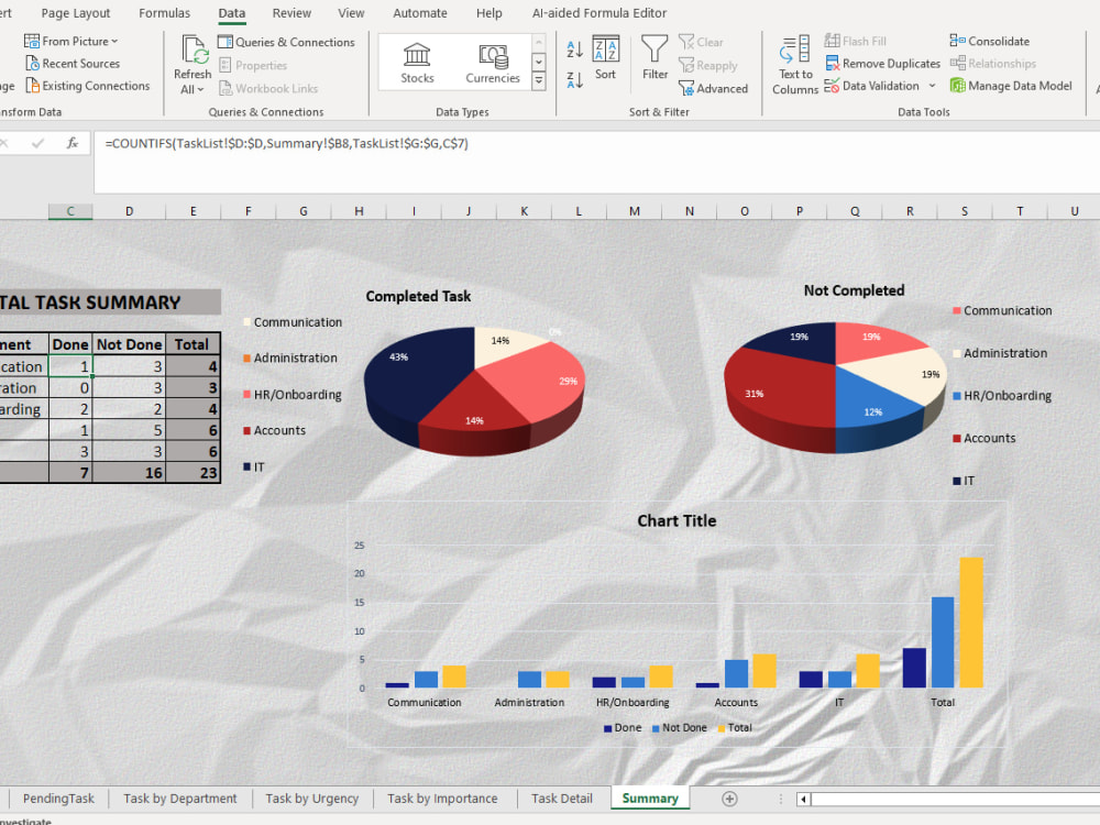 A Microsoft Excel task tracker | Upwork