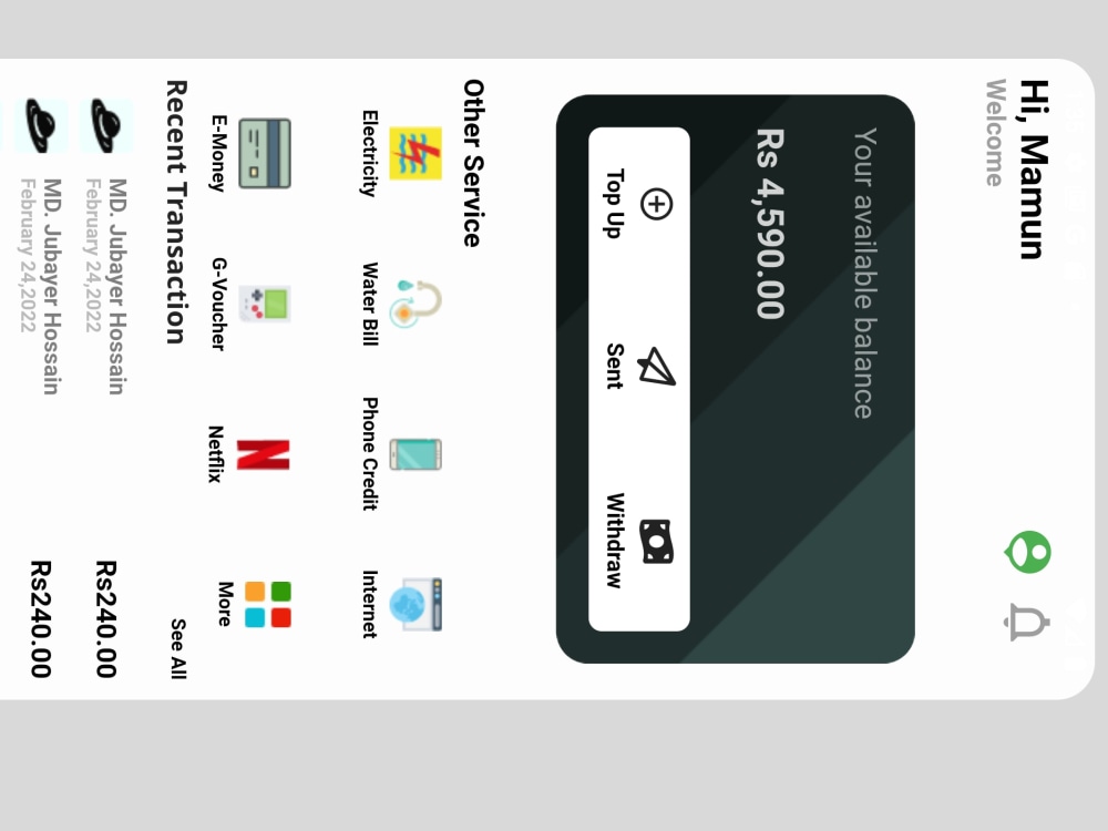 An virtual Bank management system App on flutter technology | Upwork