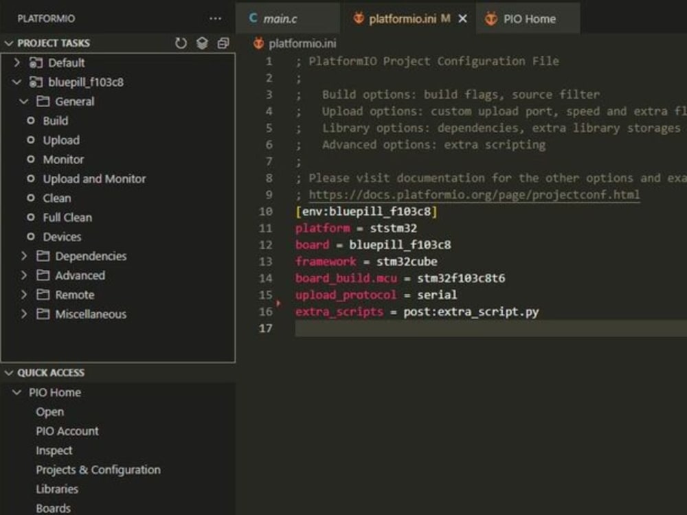 Stm32 f1 fw configured for platformio for stm32_bluepill | Upwork