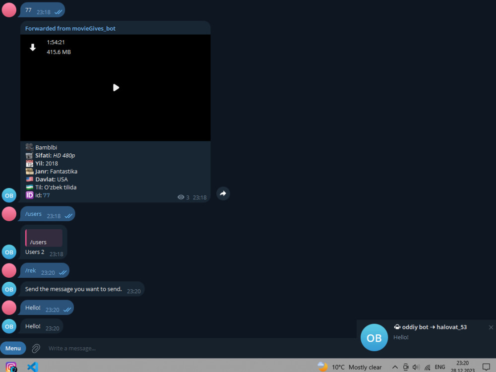Selling: Telegram Bot sends post from channel by ID | Upwork