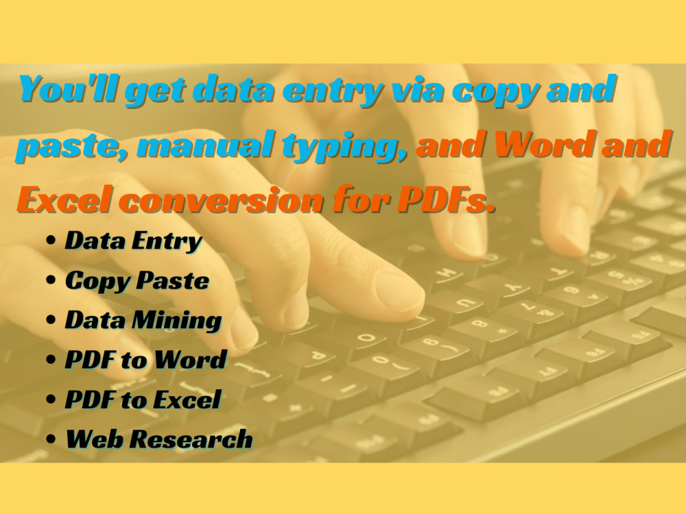 Data entry copy paste, typing, Word and Excel conversion for PDFs. | Upwork