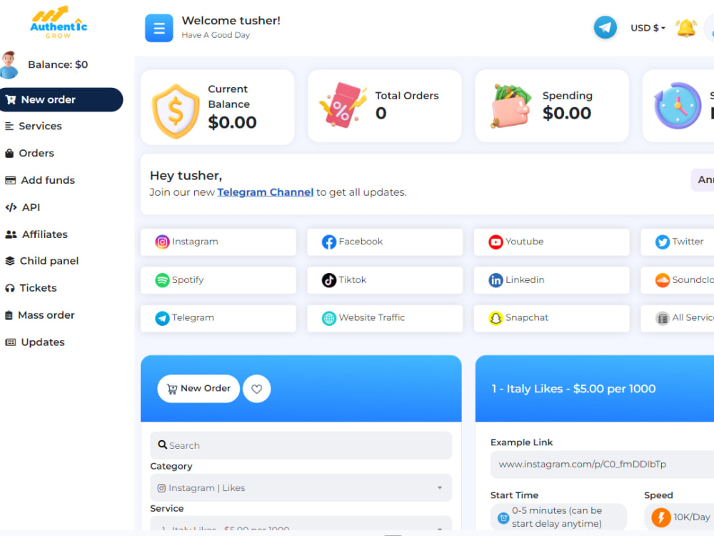 Perfect Panel theme design services, SMM panel development services ...