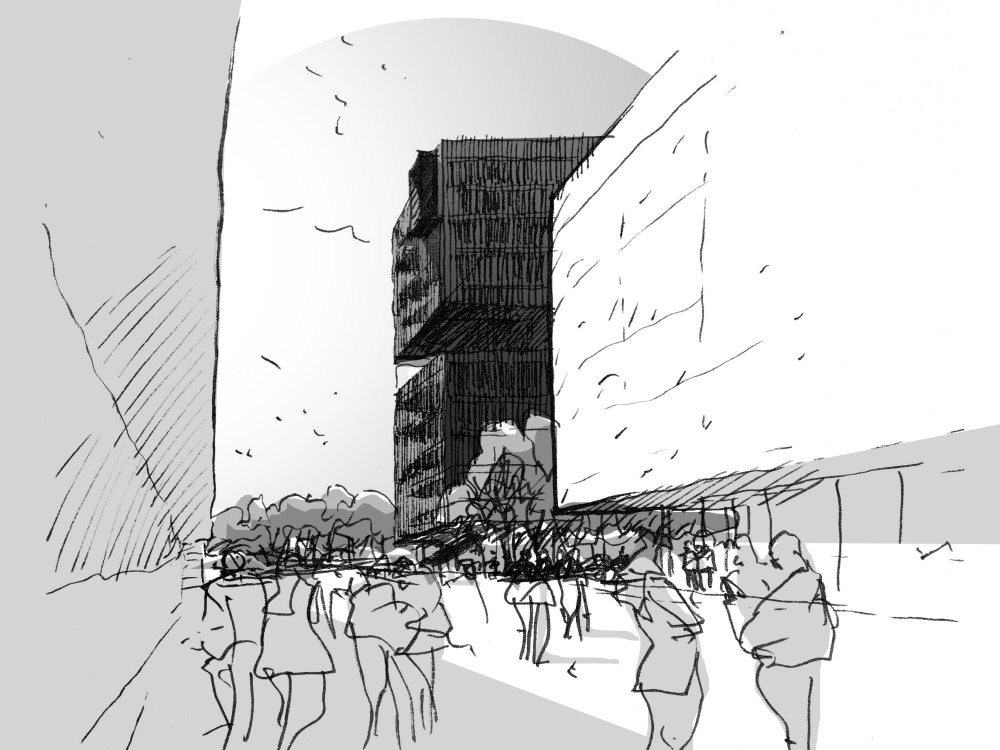 A freehand architecture concept sketch, interior or exterior | Upwork