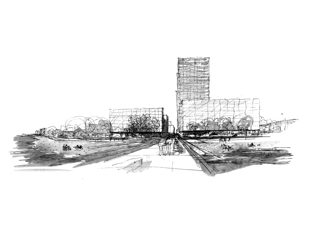 A freehand architecture concept sketch, interior or exterior | Upwork