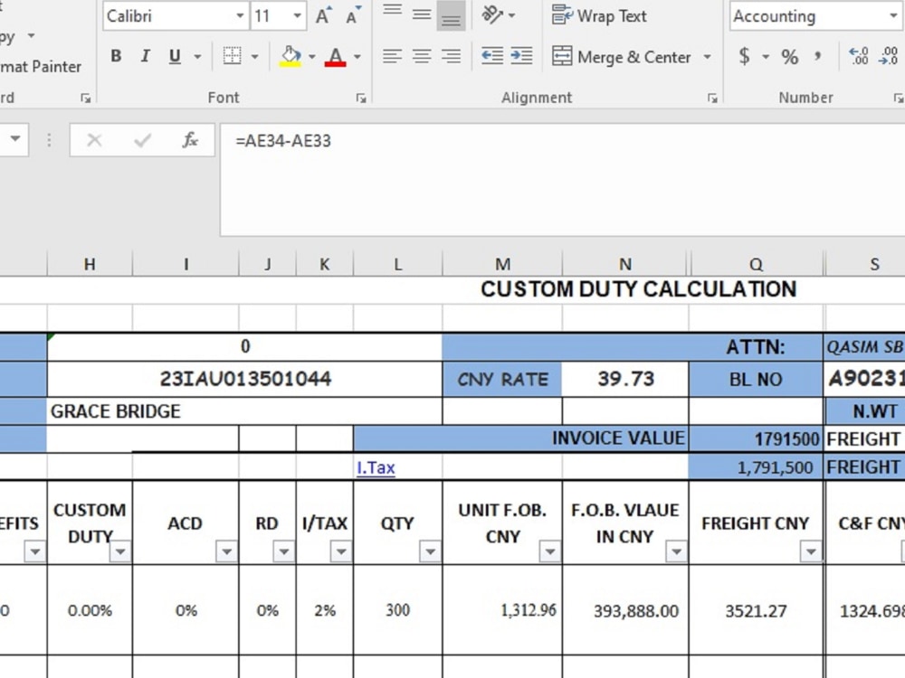 An import duty and taxes calculation sheet on excel for any product ...