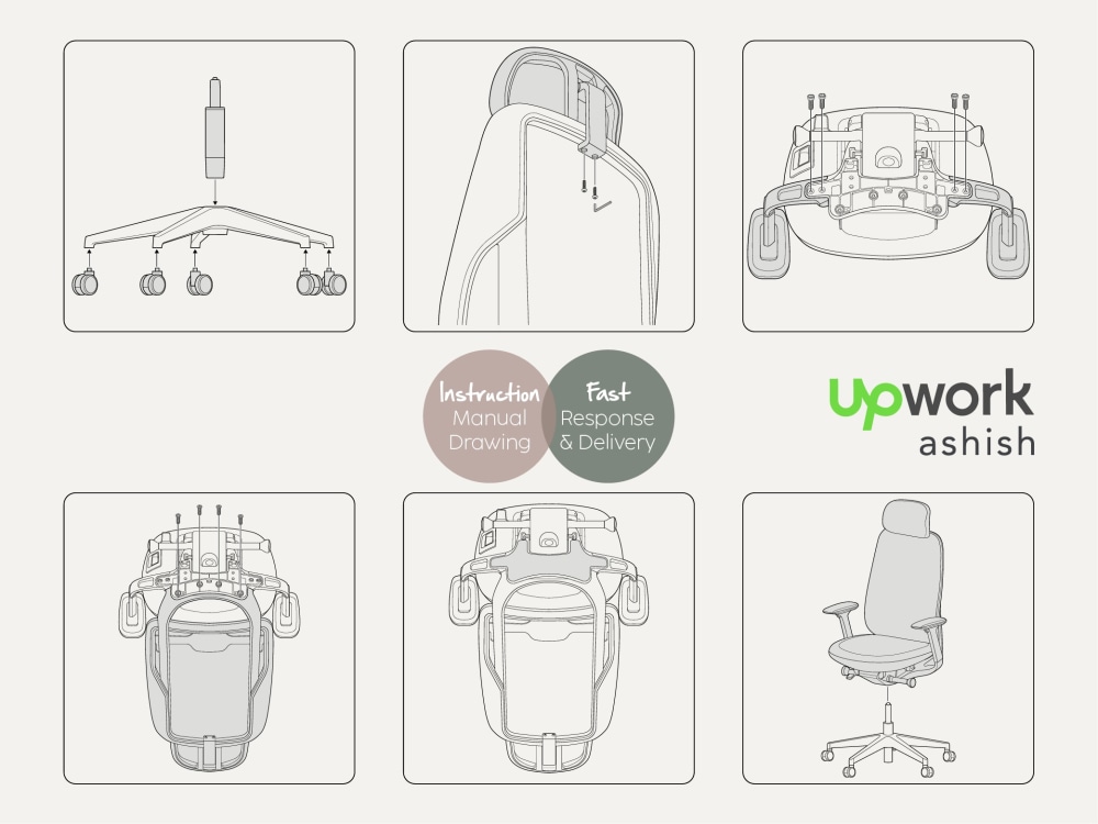 Instruction Manual Line Drawings/Assembly Guide Illustrations/Line Art ...