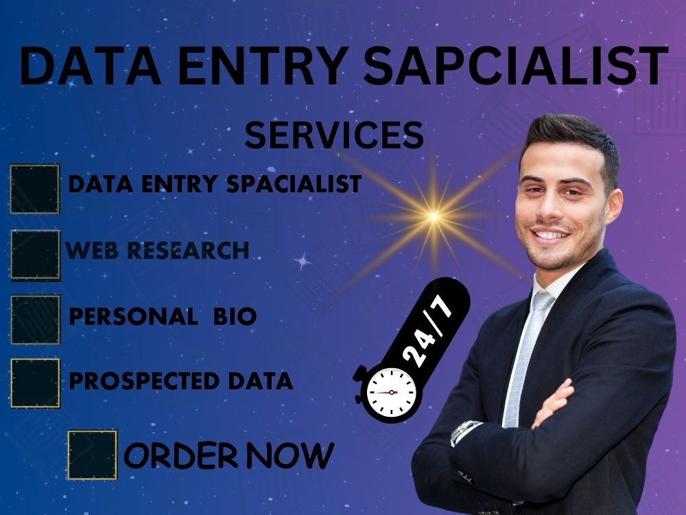Data entry specialist | web research | personal bio | prospected data ...