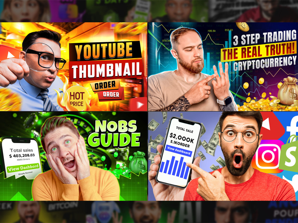 Attractive YouTube thumbnail design, vlog, gaming video thumbnails | Upwork